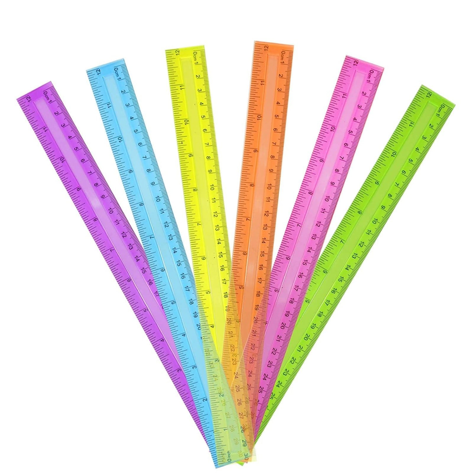 12 Inch Plastic Ruler with cm, mm Inch Markings (Random Color),Clear ...
