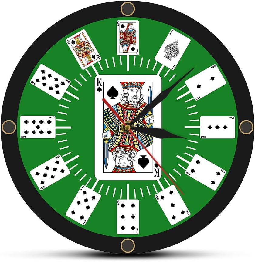 12 Inch Poker Clock Spade Playing Cards Texas Hold 'em Inspired Modern ...