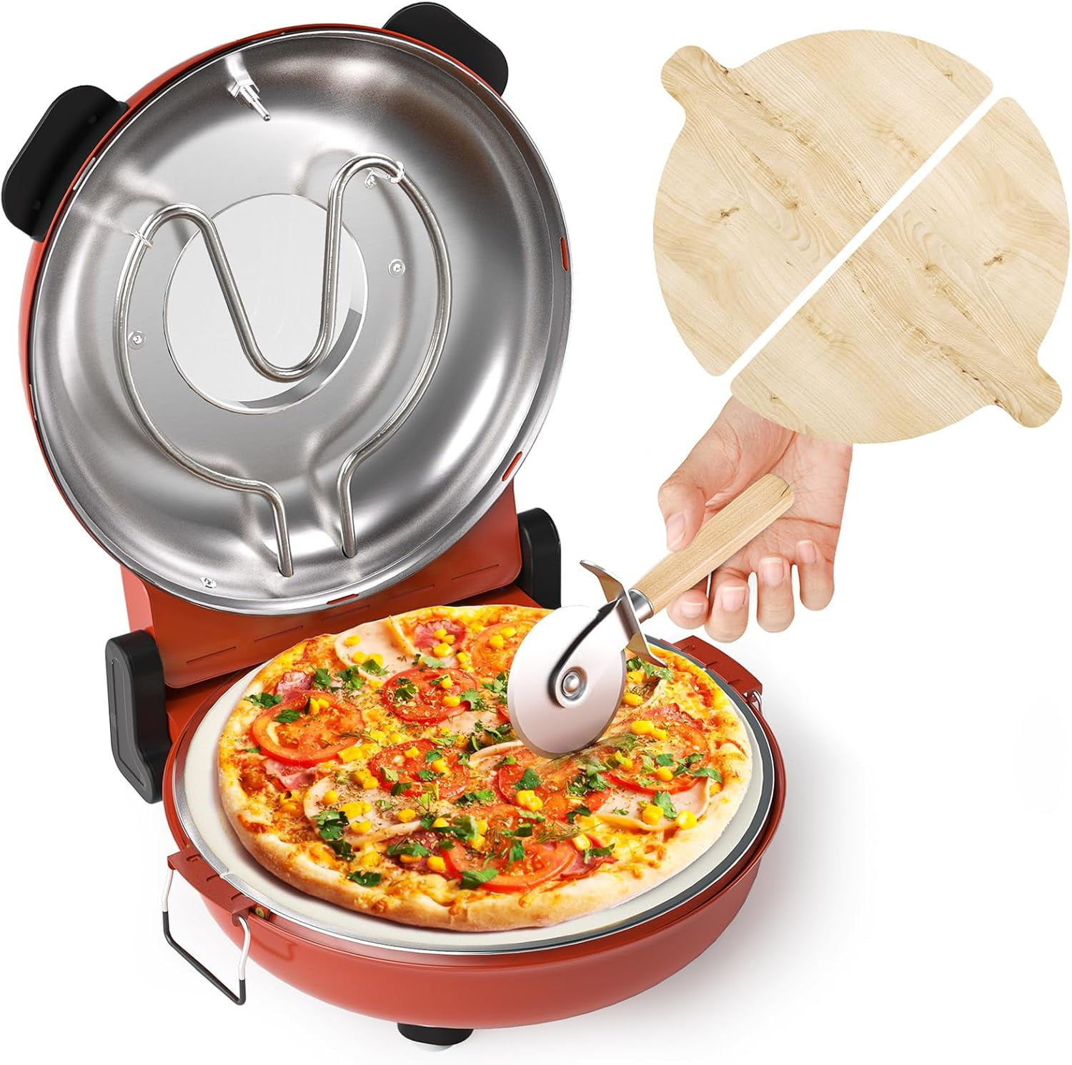 12 Inch Portable Electric Pizza Oven, Indoor Countertop Pizza Maker ...