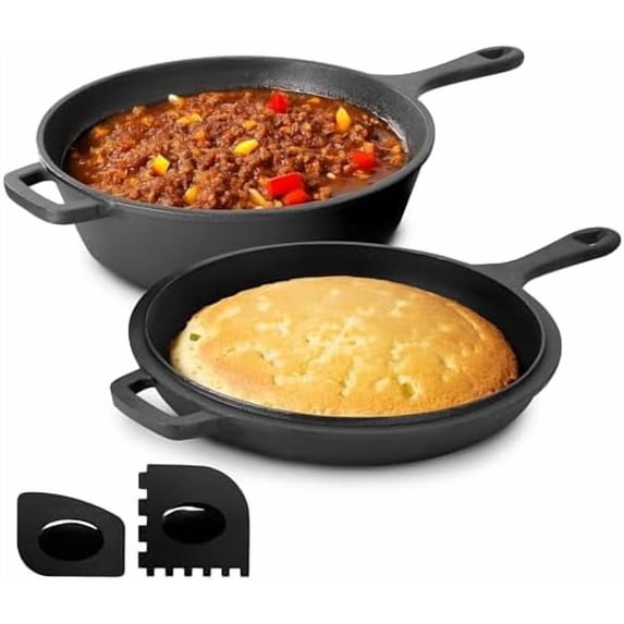12 Inch Pre-Seasoned Cast Iron Skillet with Cast Iron Lid - Walmart.com