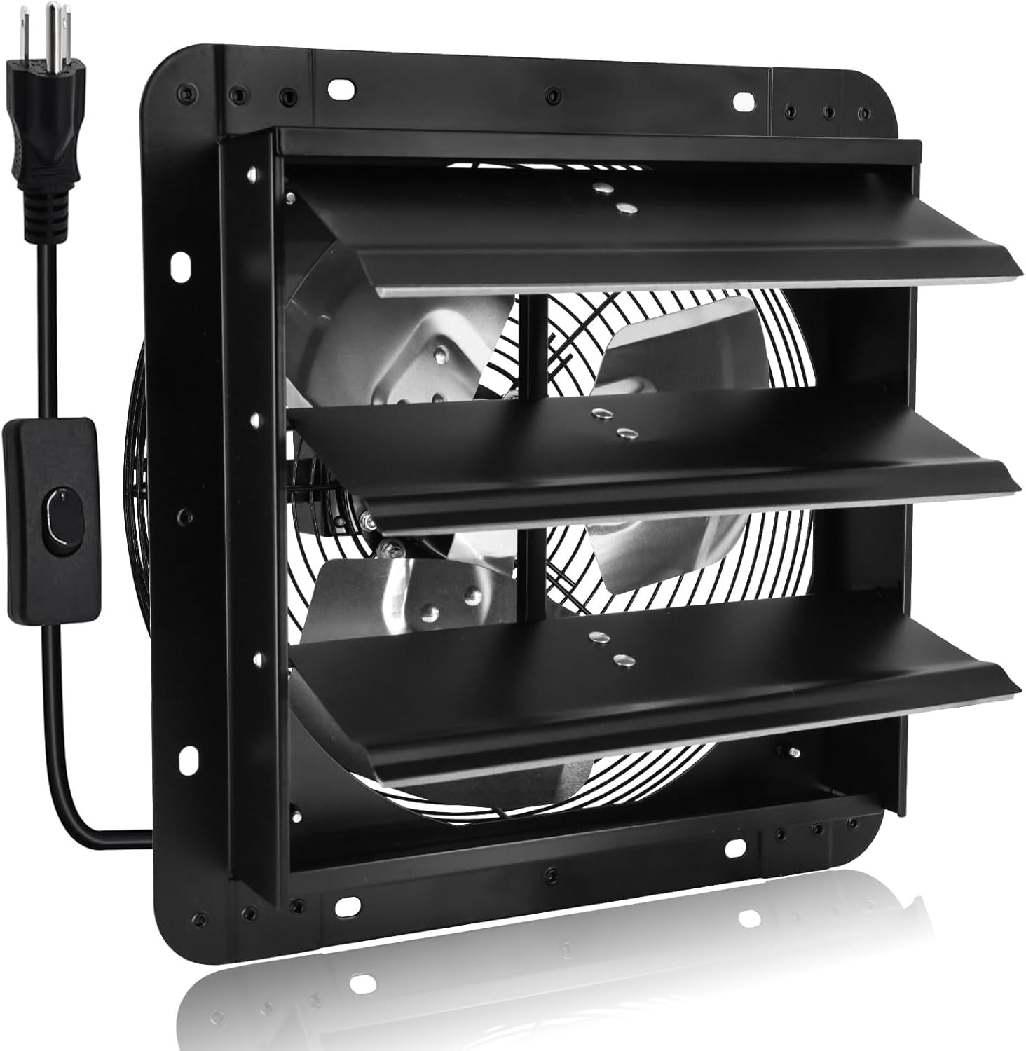 12 Inch Pure Copper Shutter Exhaust Fan, Black Through Wall Ventilation ...