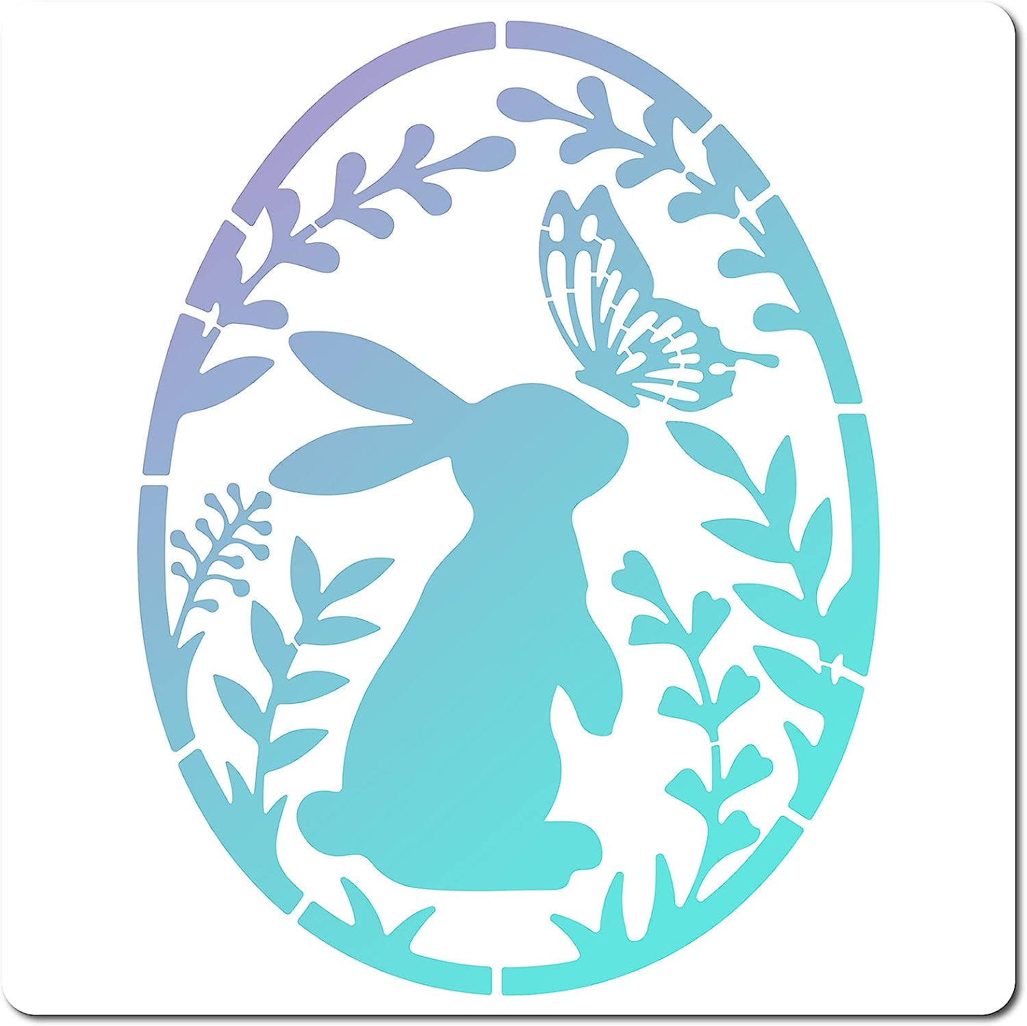 12 Inch Rabbit Stencil Easter Rabbit in Egg Butterfly Plant Templates ...