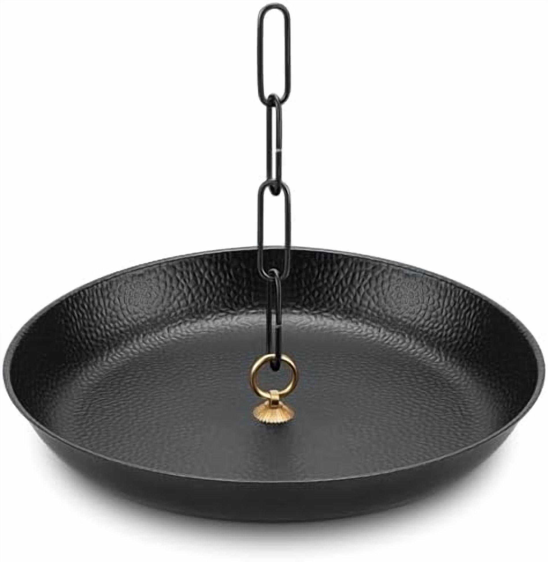 12 Inch Rain Chain Basin Black Powder Coated Hammer Pattern Rain Chain ...
