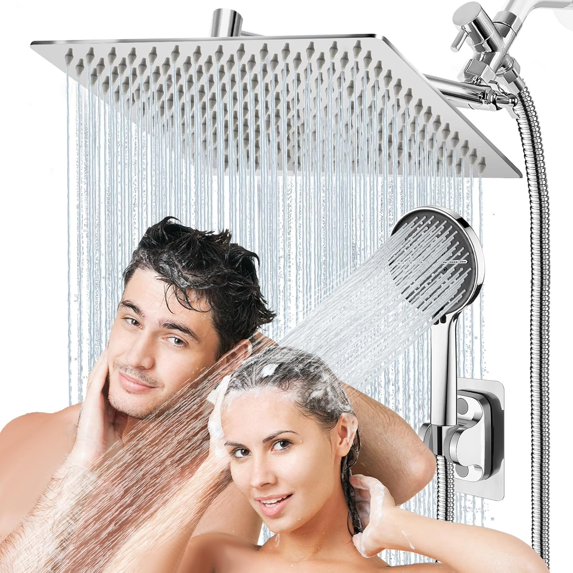 12 Inch Rain Shower Head,High Pressure Rainfall & Handheld Shower Combo ...