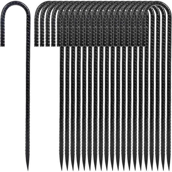 12 Inch Rebar Stakes, 20- Galvanized J Hook Tent Stakes for Outdoor ...
