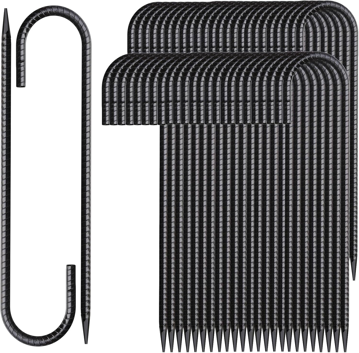 12 Inch Rebar Stakes 50 Pack J Hook Ground Stakes Heavy Duty Chain Link ...