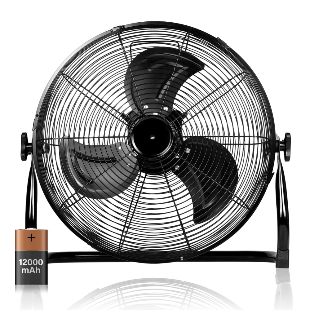 12-Inch Rechargeable Cordless Floor Fan High Velocity 360-Degree Tilt ...