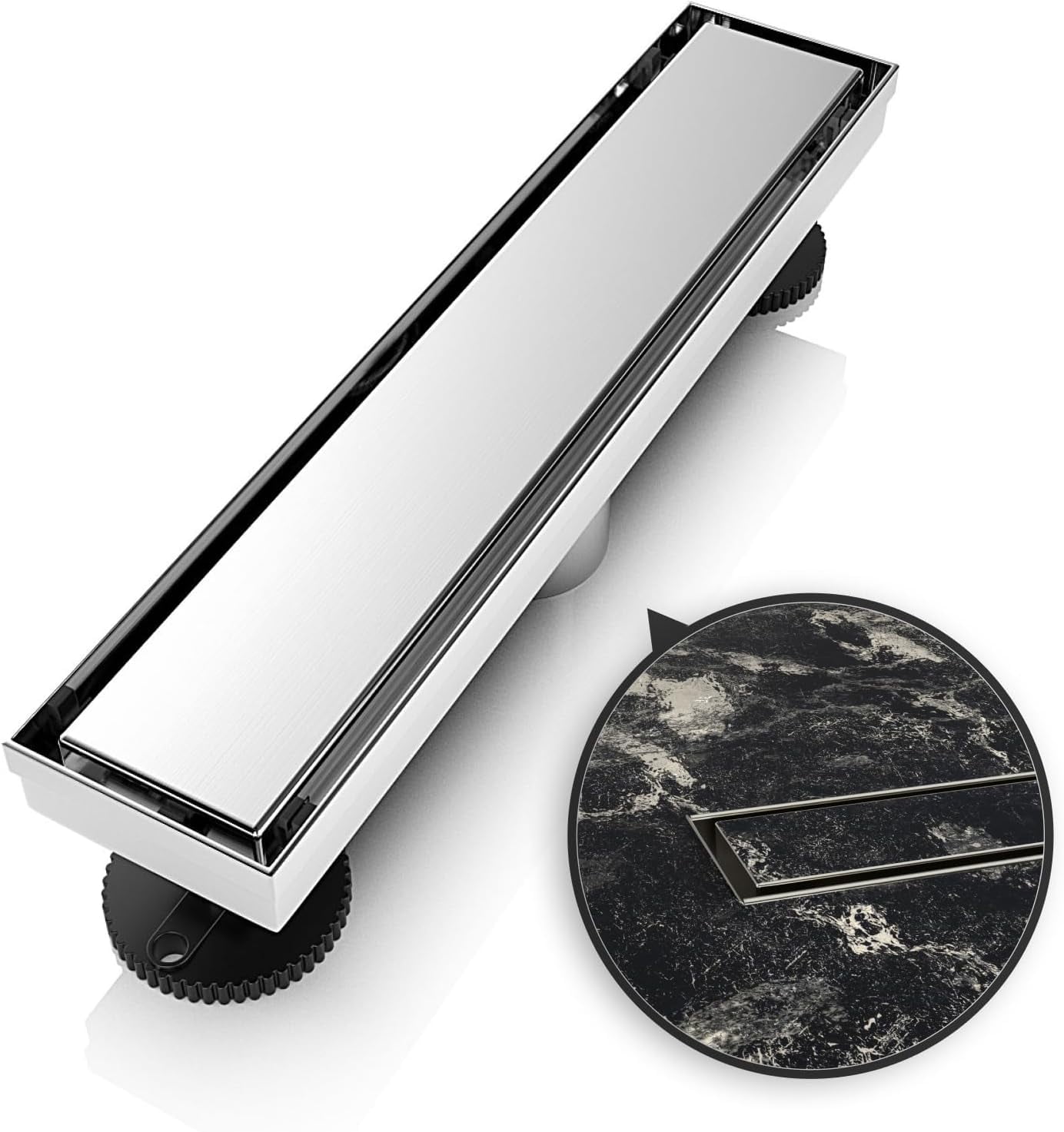 12 Inch Rectangular Floor Drain with Accessories Reversible 2-in-1 ...