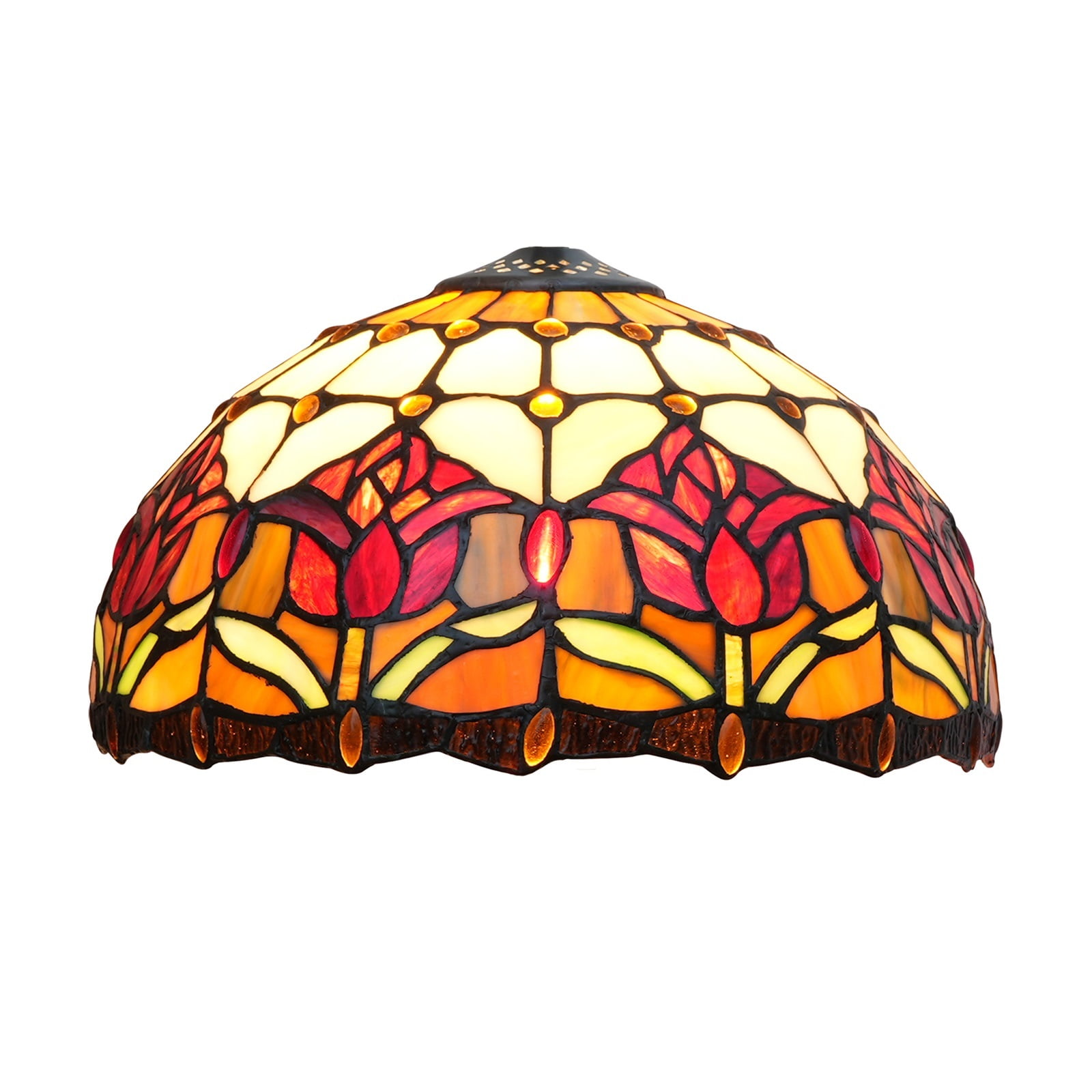 12 Inch Red Tulip Tiffany Style Stained Glass Lamp Shade Red Tulip Lamp ...