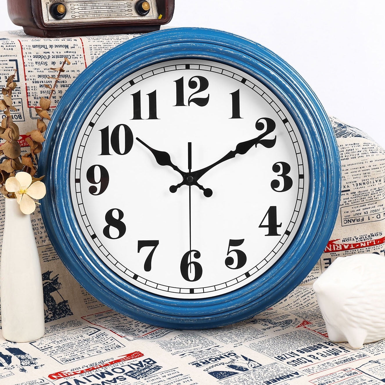 12 Inch Retro Wall Clock Silent,Accurate Time,Big Numbers,Quartz,Analog ...