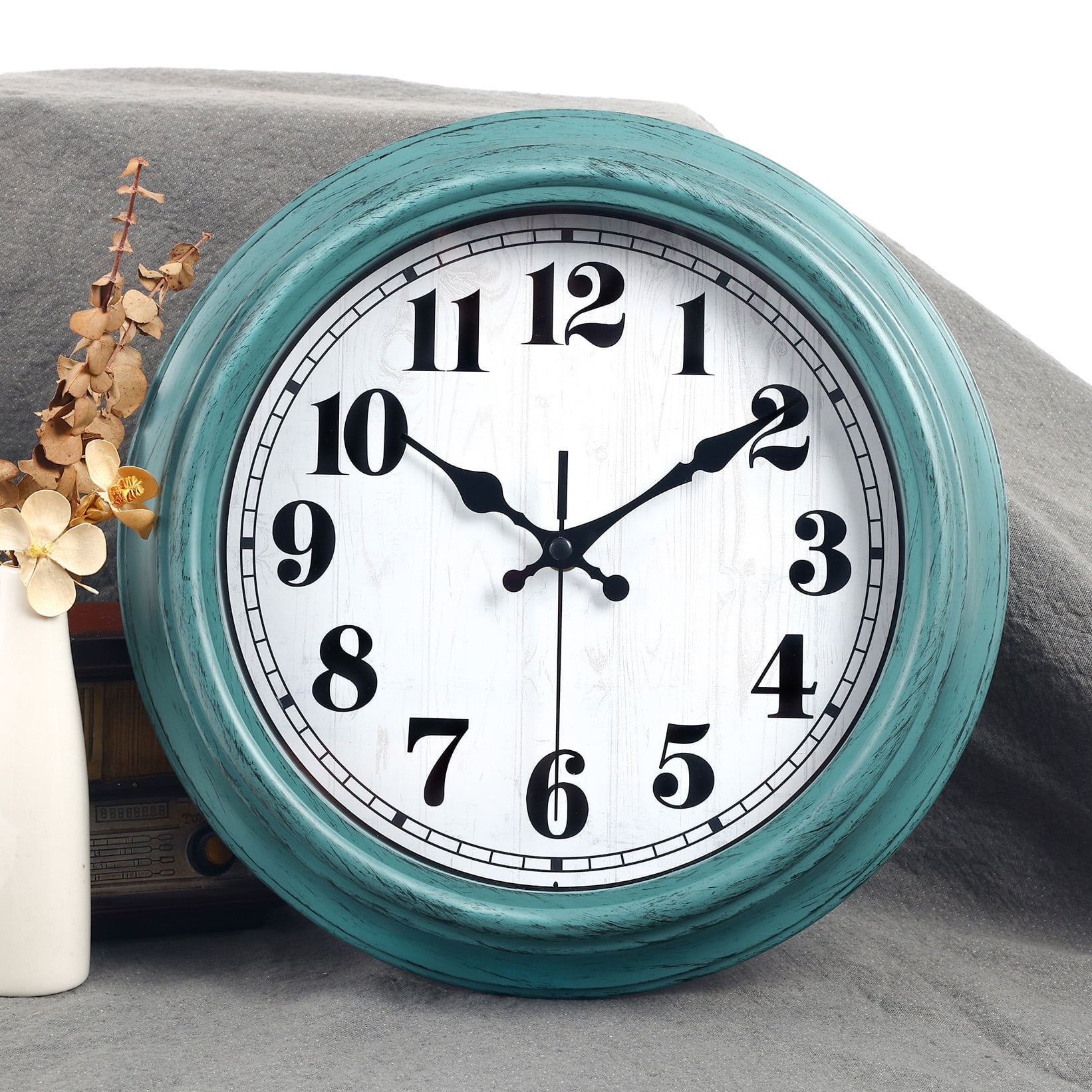 12 Inch Retro Wall Clock Silent,Accurate Time,Big Numbers,Quartz,Analog ...