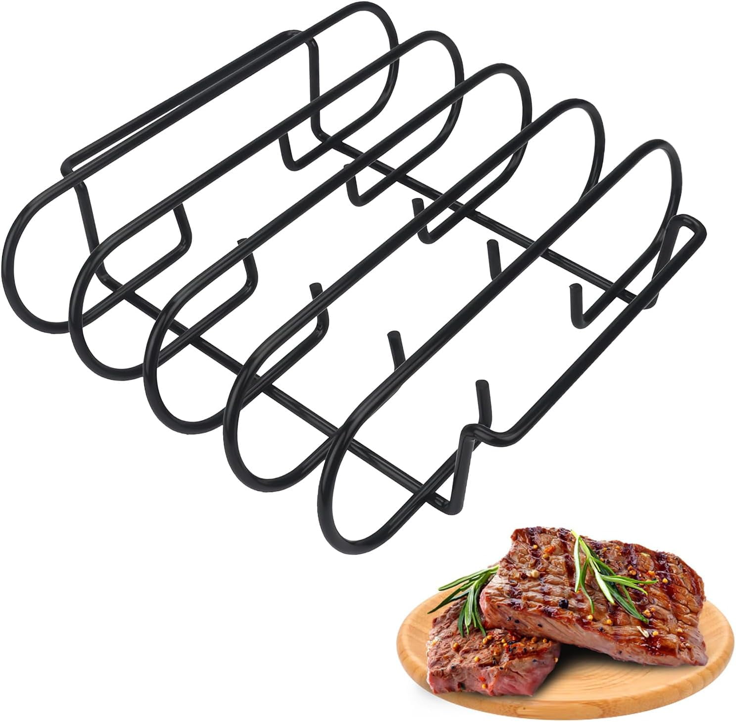12-Inch Rib Rack for Grilling & Smoking - Supports 4 Racks of Ribs ...