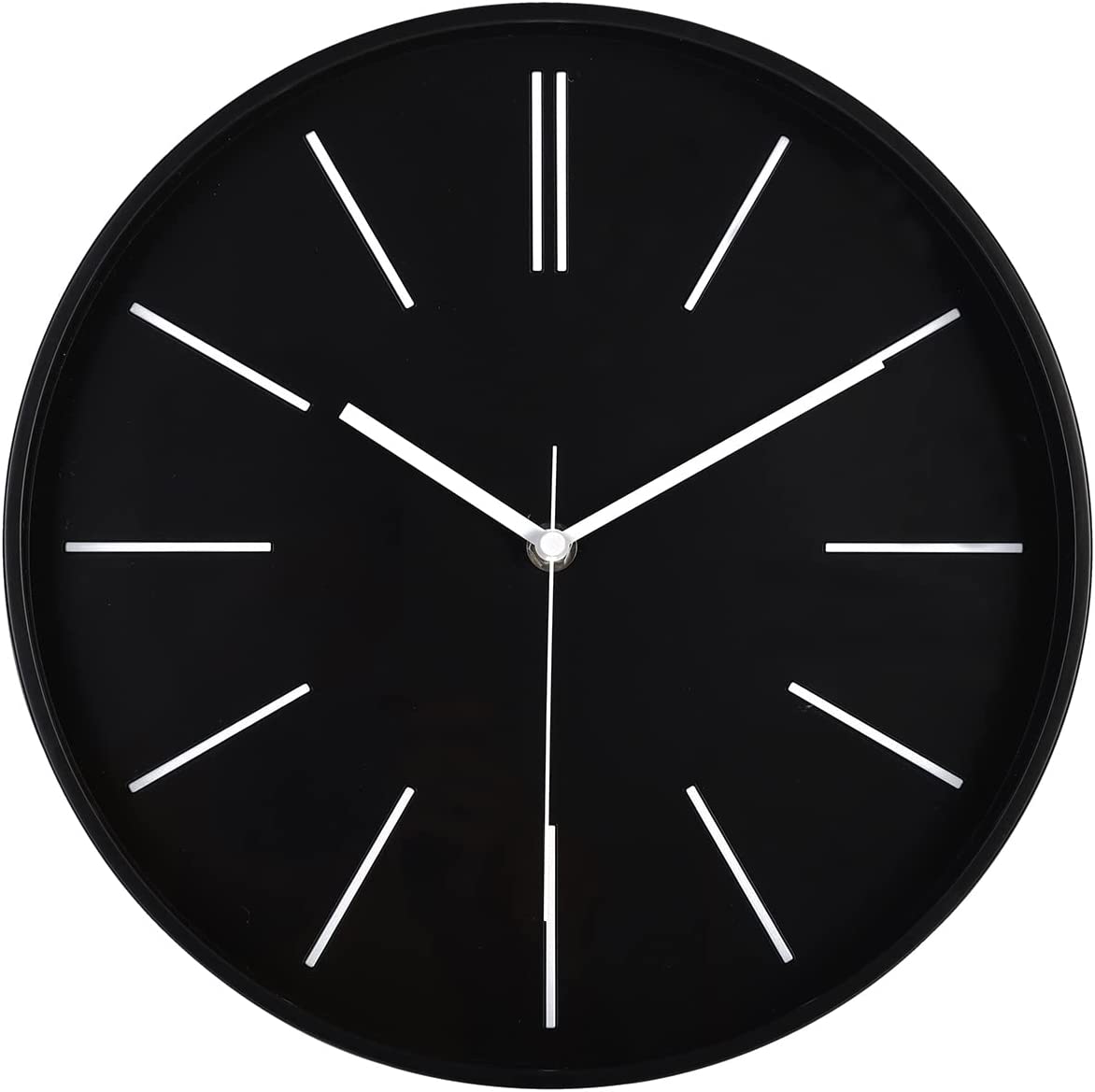 12 Inch Round 3D Wall Clock, Black, Silent Quartz Battery Operated ...