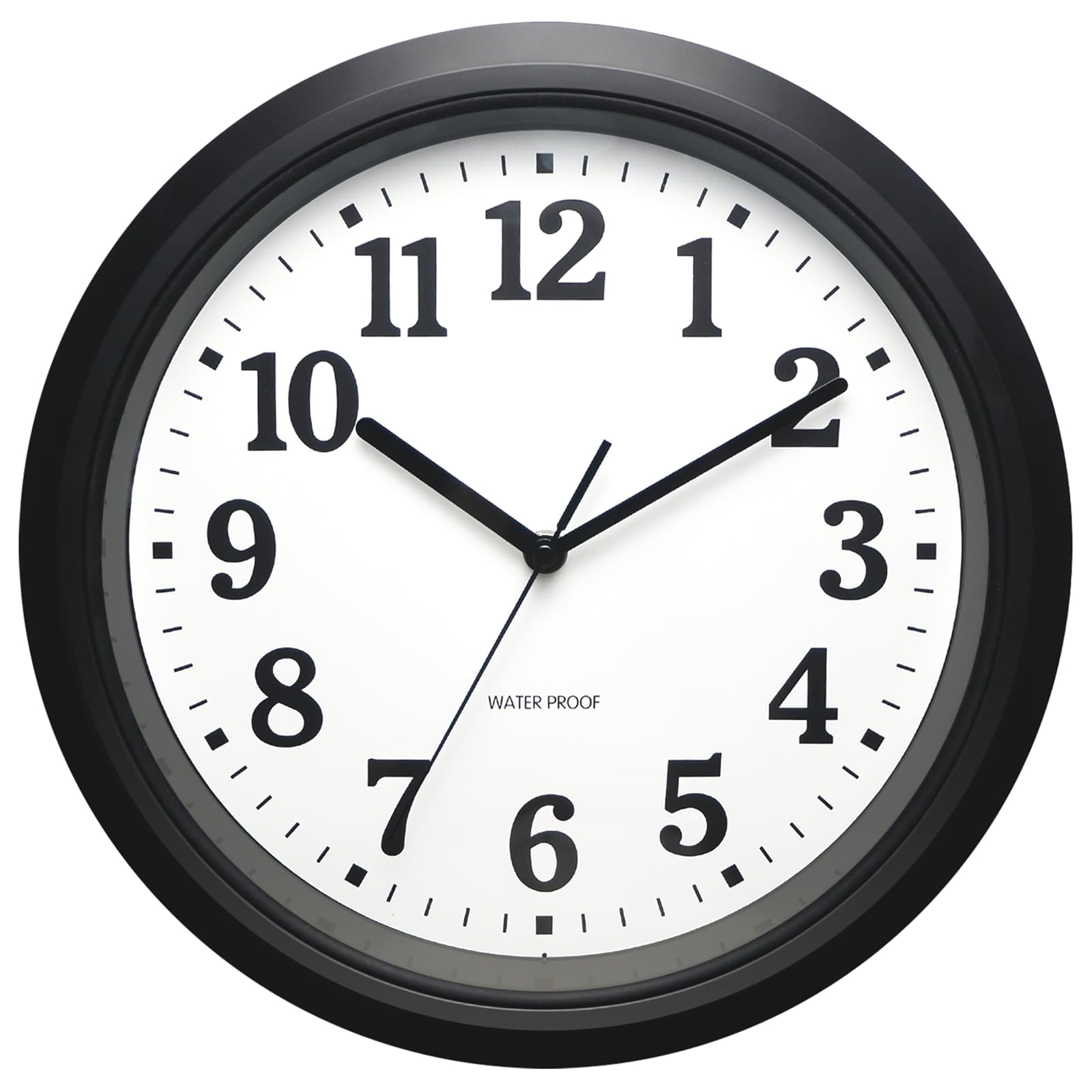 12 Inch Round Black Waterproof Decorative Wall Clock For Indoor Outdoor ...