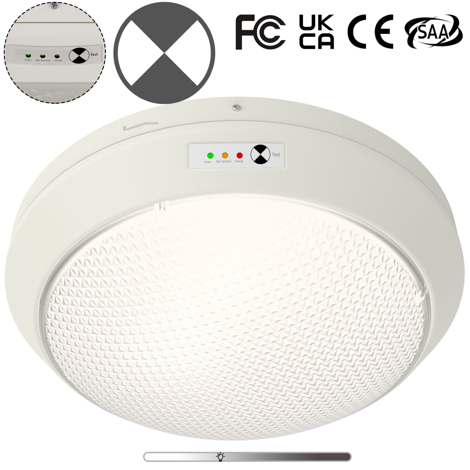 12 Inch Round LED Vapor Tight Emergency Ceiling Light, Battery Backup ...