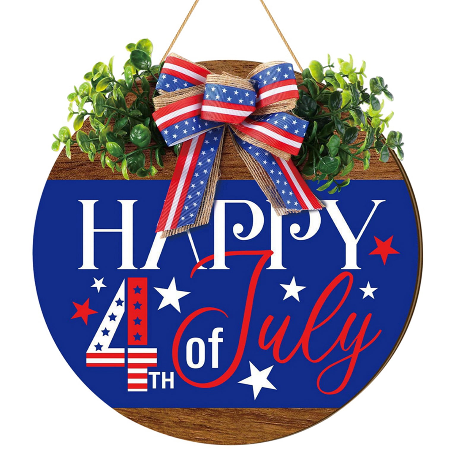 12 Inch Round Patriotic Wall Decor with Red White Blue Stars & Stripes ...