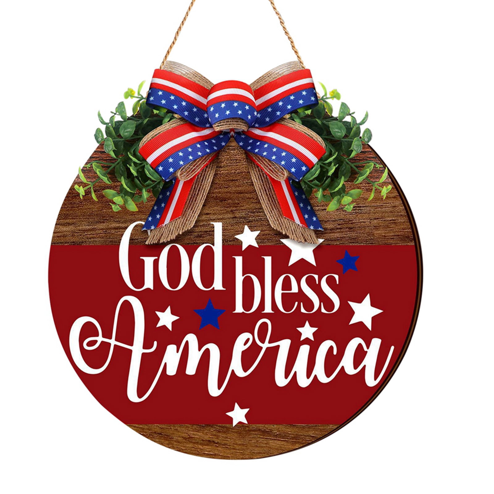 12 Inch Round Patriotic Wall Decor with Red White Blue Stars & Stripes ...