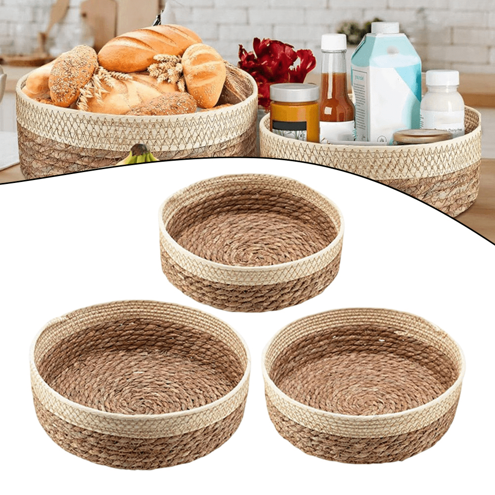 12 Inch Round Small Woven Baskets,CNatural Straw Woven Storage Basket ...