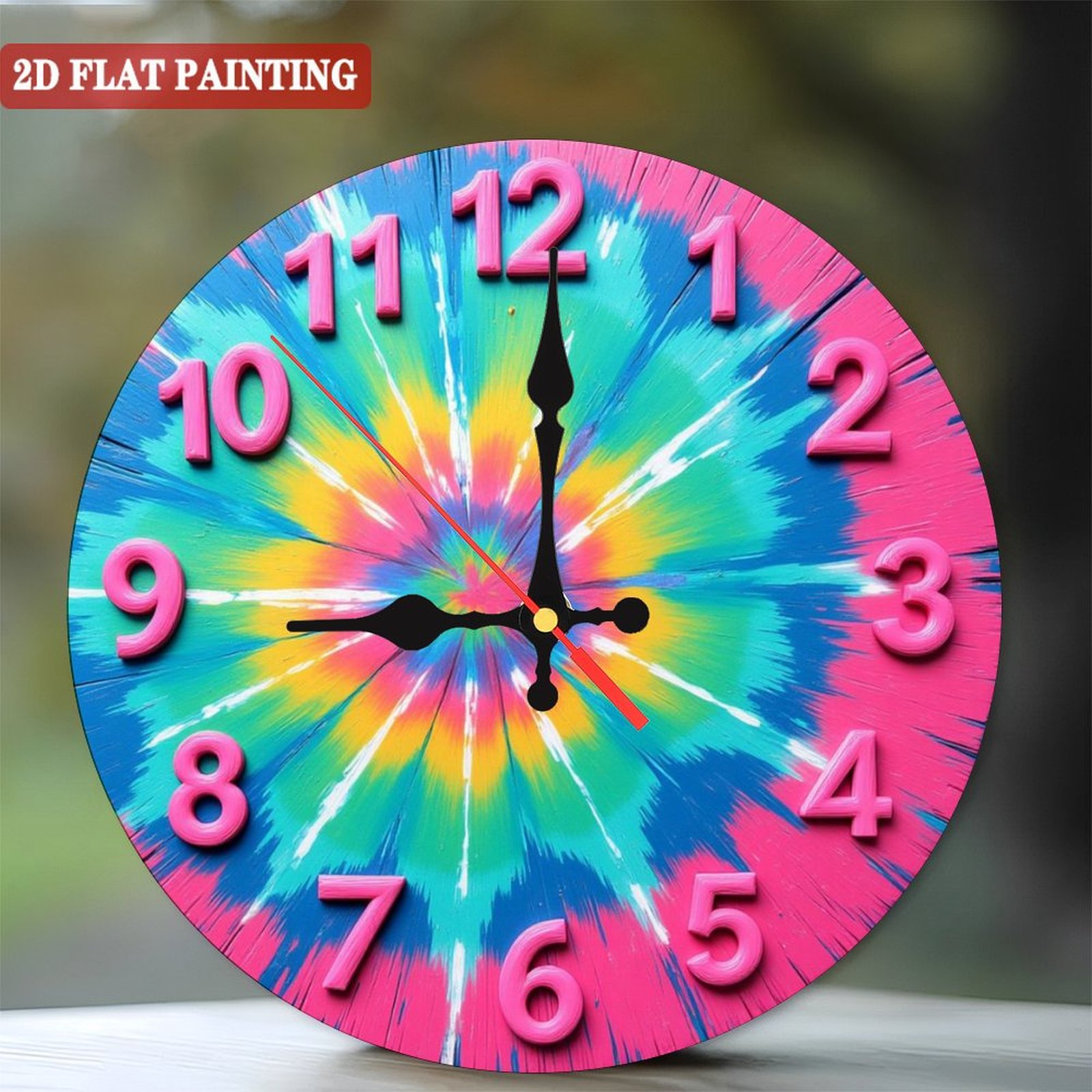12 Inch Round Wooden Wall Clock - Silent Sweep Frameless Retro ...