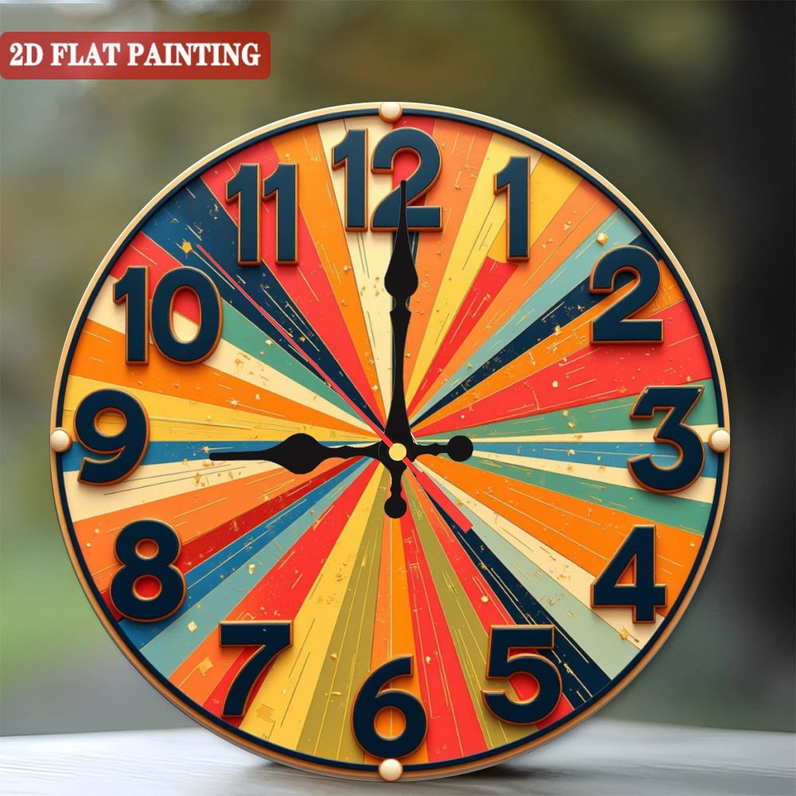 12 Inch Round Wooden Wall Clock - Silent Sweep Frameless Retro ...