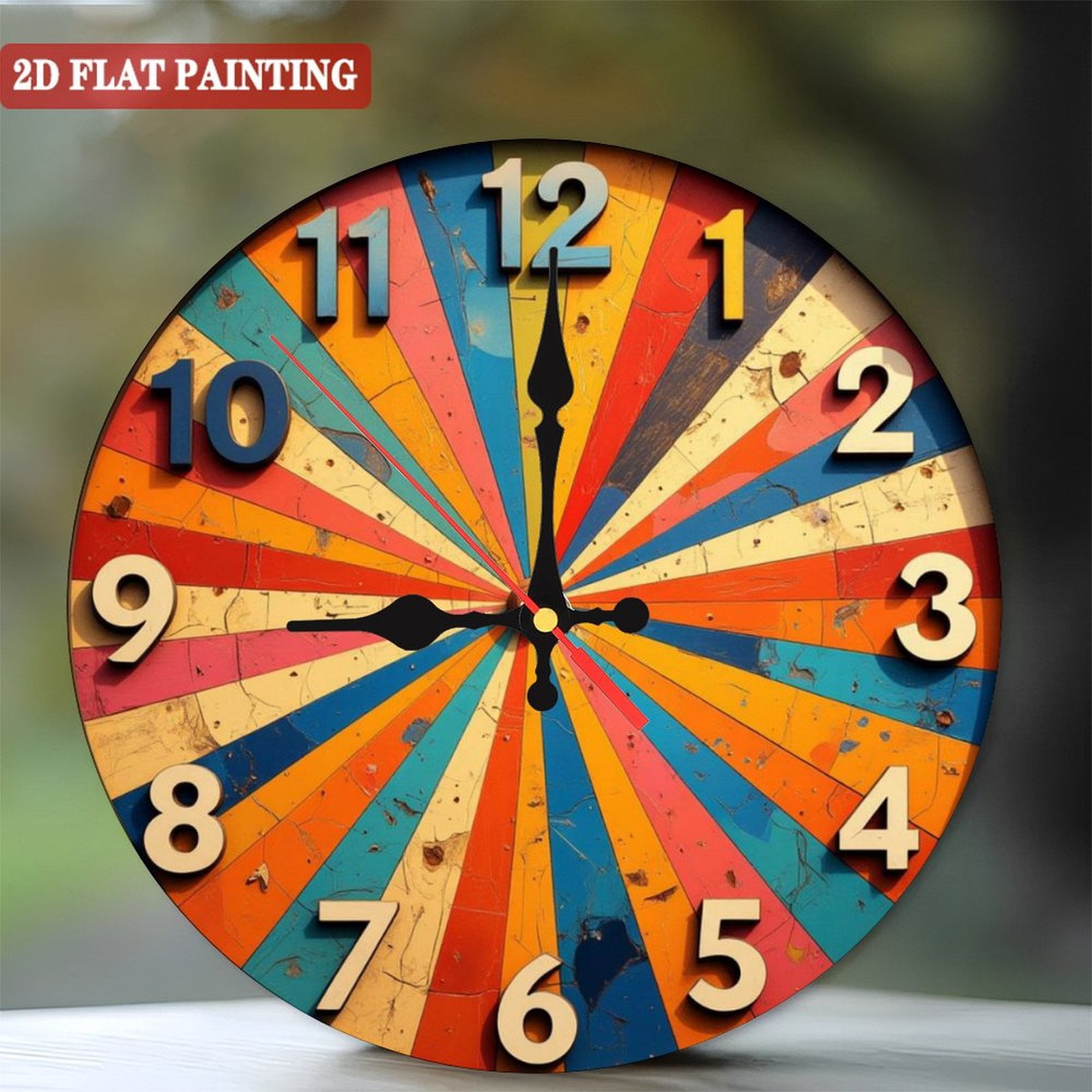 12 Inch Round Wooden Wall Clock - Silent Sweep Frameless Retro ...