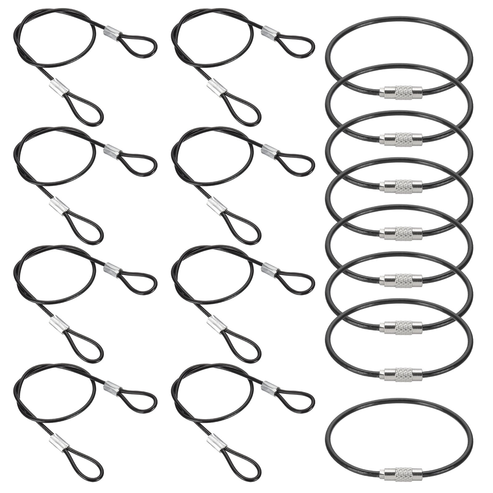 1Ft(12 Inch) Safety Cable Lock, 8 Pcs 0.08 Dia Braided Stainless Steel ...