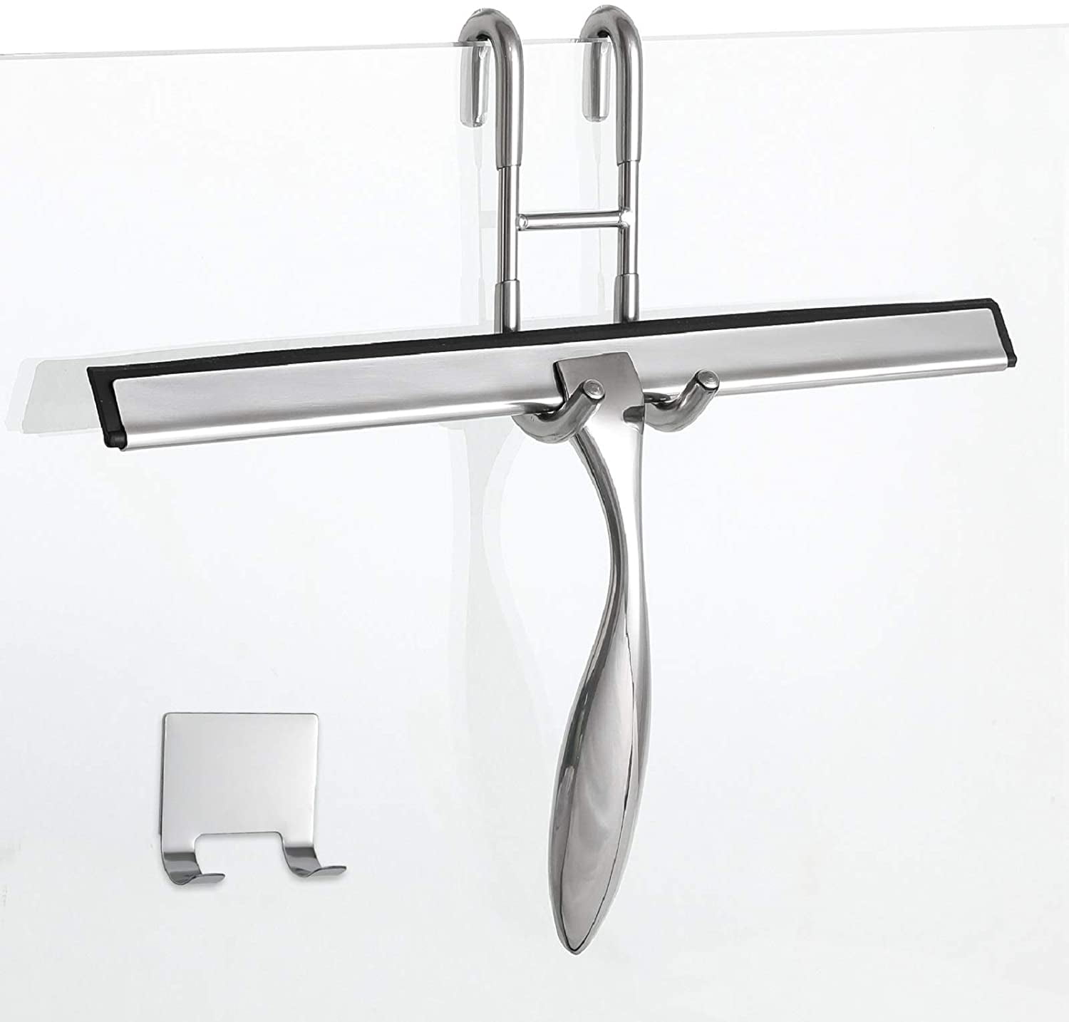 12-Inch Shower Squeegee Set, Includes Shower Door Hook and Adhesive ...