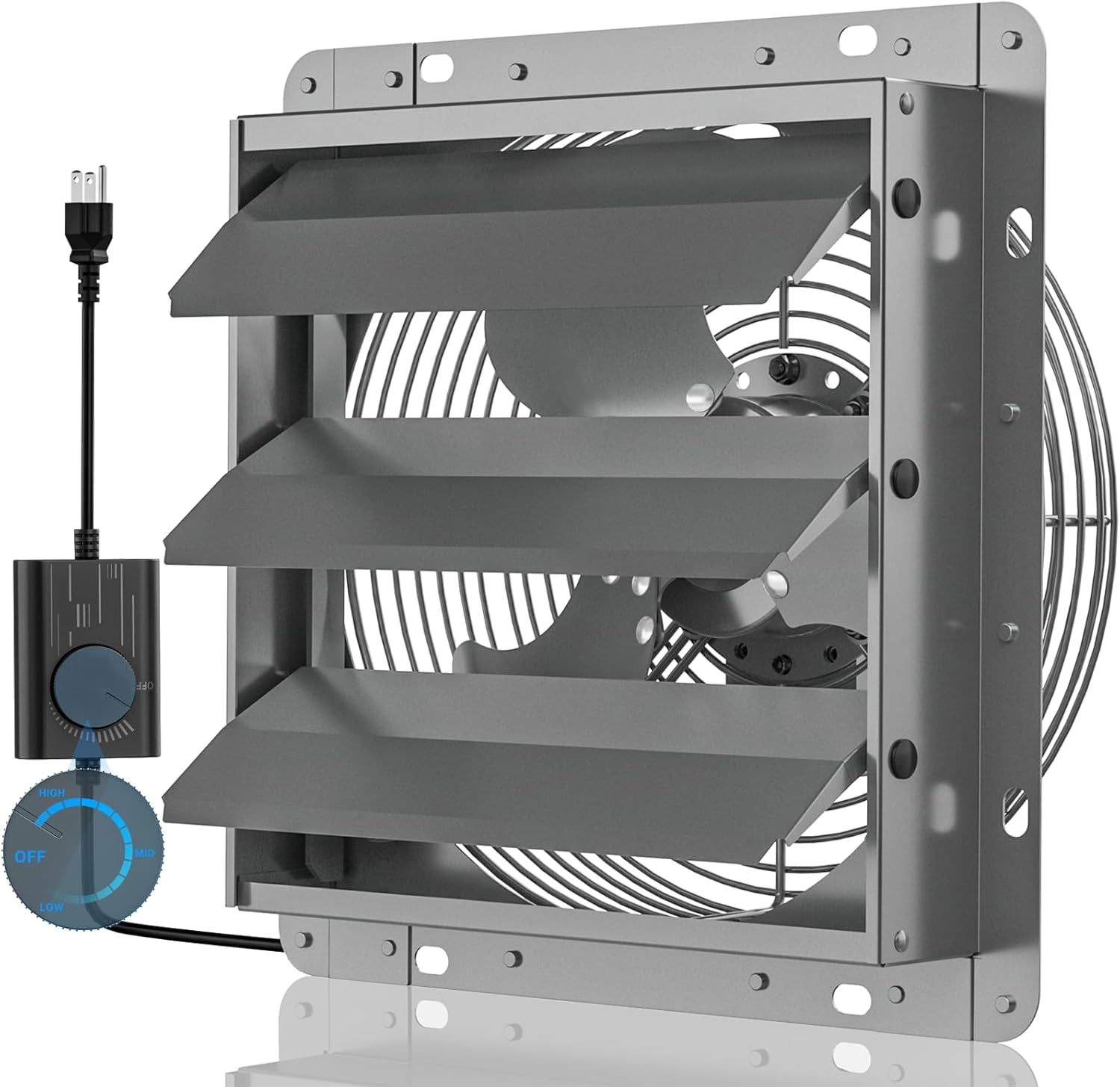 12 Inch Shutter Exhaust Fan with Stepless Speed Controller, 647 CFM ...