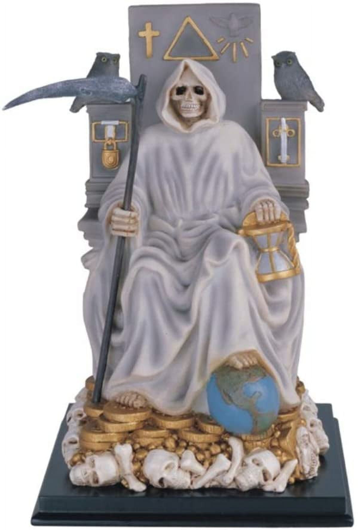 12 Inch Sitting White Santa Muerte Saint Death Grim Reaper Statue ...