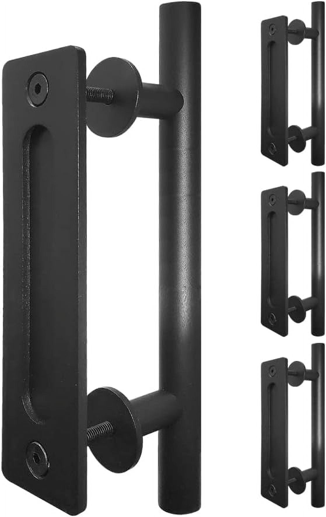 The ® 12 Inch Sliding Barn Door Handles Black Hardware, Set Black ...