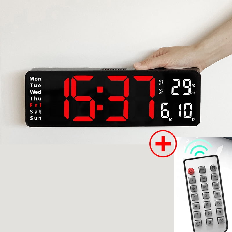 12 Inch Smart Mute LED Electronic Night Alarm Wall Clock Modern Desk Clock Minimalist ...