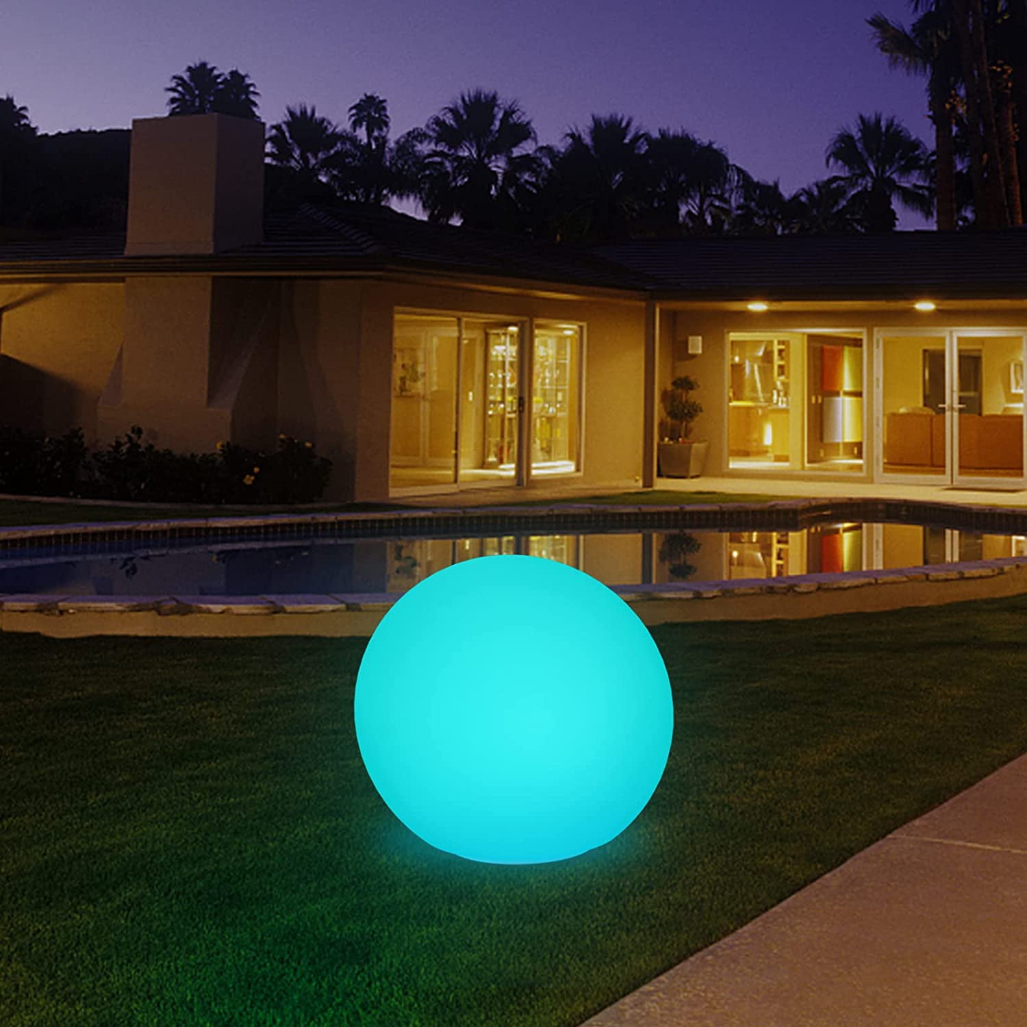 12-Inch Solar Rechargeable LED Ball Light, Color Changing Solar Globe ...