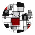12 Inch Space Design Sense Wall Clock, Abstract Black Line Red Suqare ...