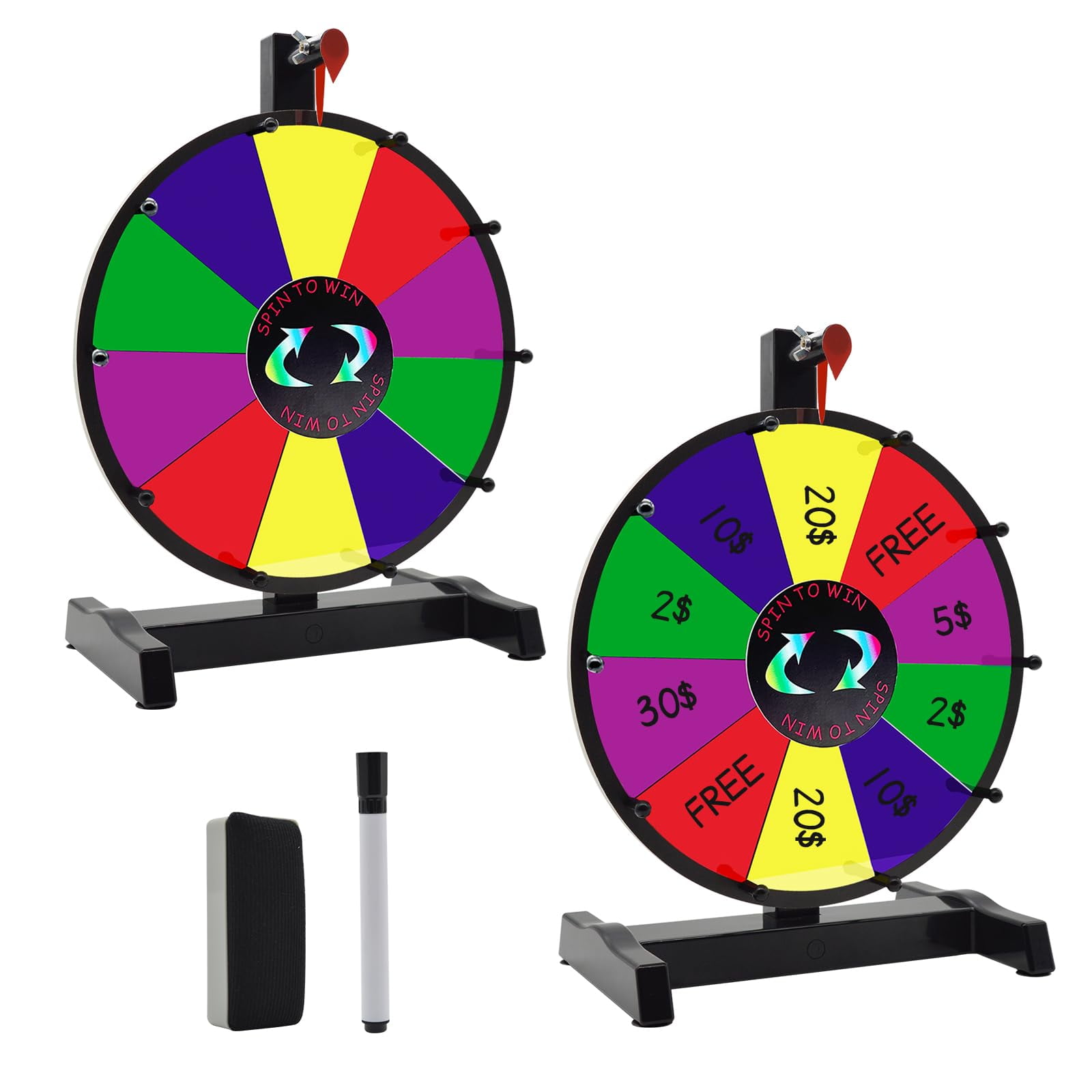 12 Inch Spinning Prize Wheel, Heavy Duty Base with 10 Slots Color ...
