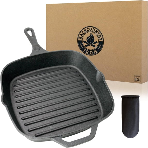 12 Inch Square Grill Pan Large Pre-Seasoned Cast Iron - Walmart.com
