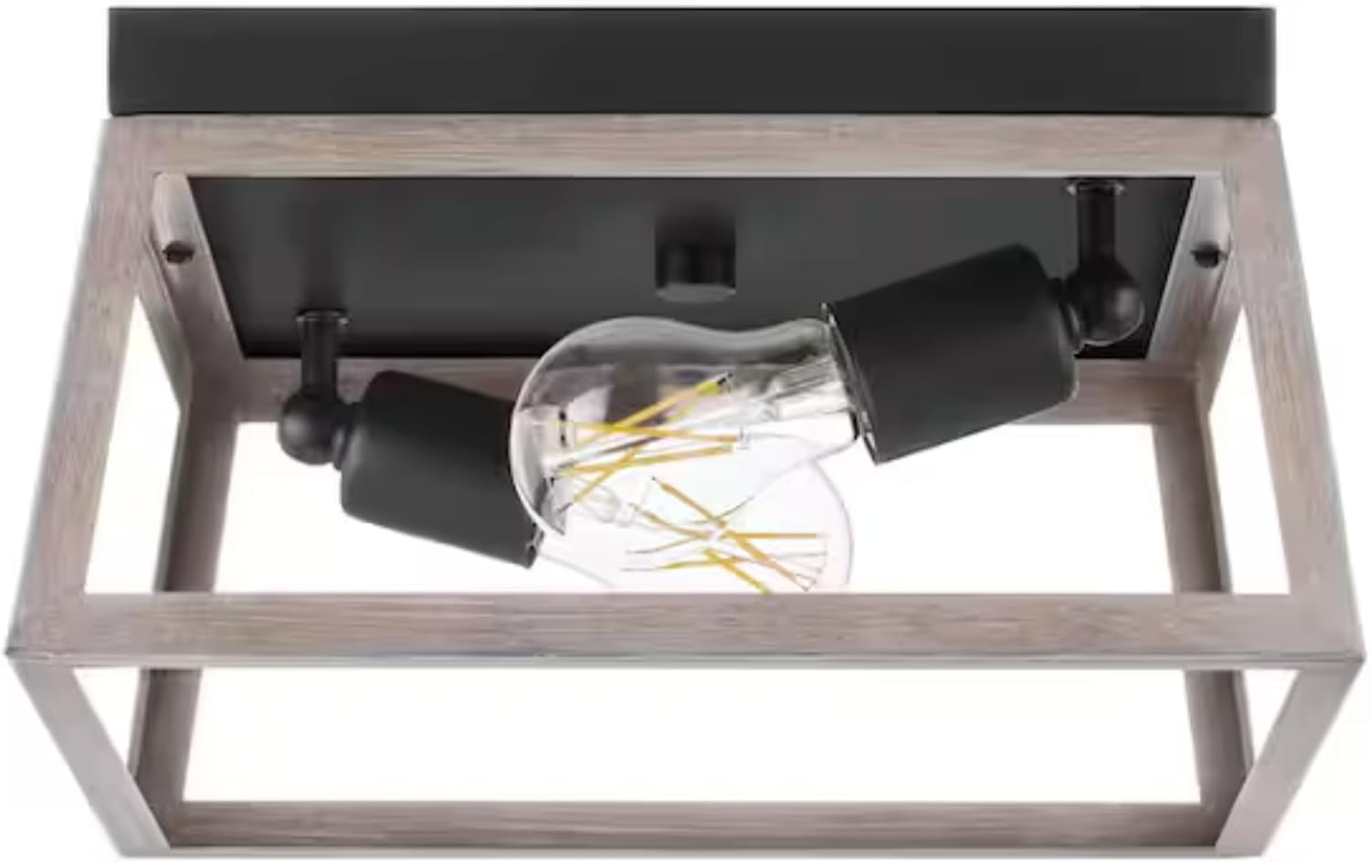 12 Inch Square Industrial Farmhouse 2-Light Ceiling Fixture, Flush ...