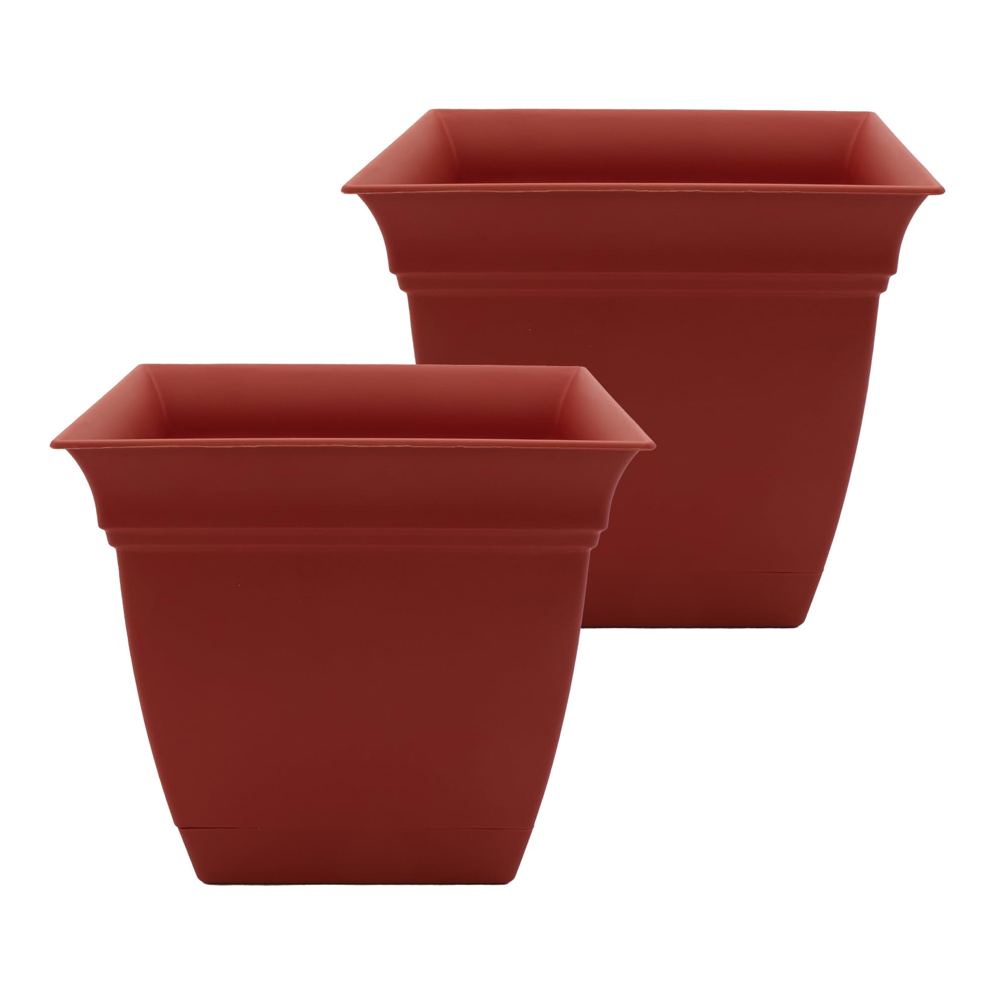 12 Inch Square Plant Pot with Built-In Saucer, Durable Plastic Planter ...