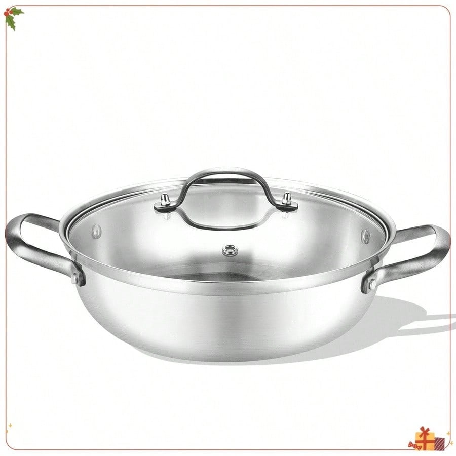 12 Inch Stainless Steel Chef's Pan With Lid,Sauté Pan,4 QT Everyday Pan ...