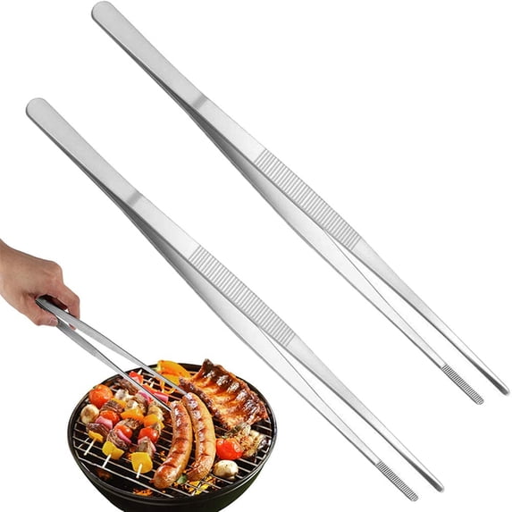 12 Inch Stainless Steel Food Tweezer, Precision Serrated Tips Food ...