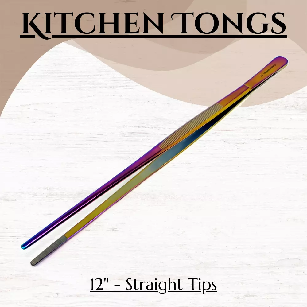 12-Inch Stainless Steel Kitchen Cooking Tweezers - BBQ Grilling ...
