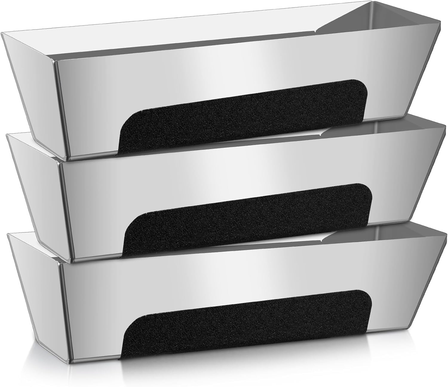 12 Inch Stainless Steel Mud Pan, 3-Pack, Non-Slip Handle, Tapered Sides ...