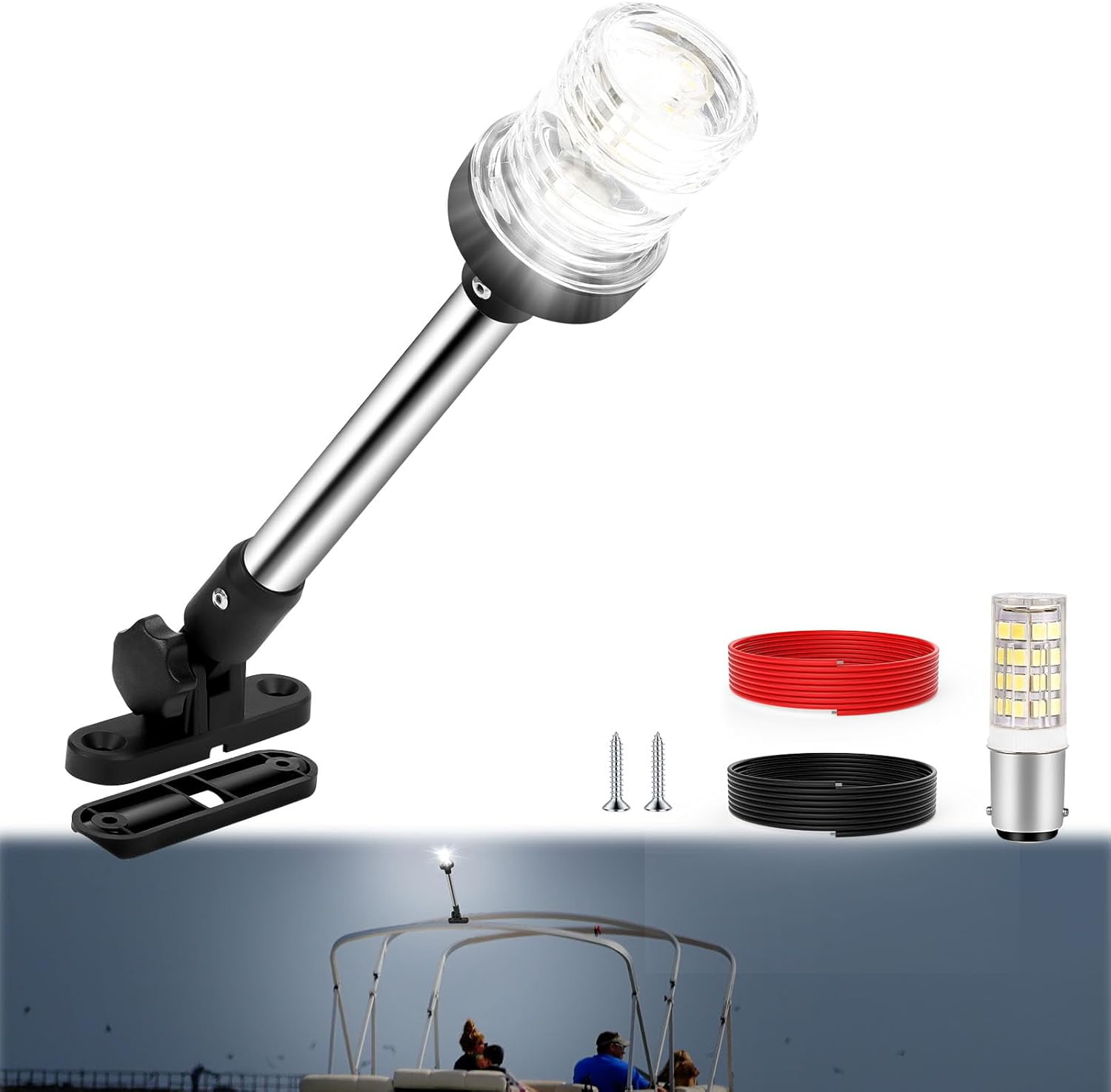 12 Inch Stern Light Bimini Top Anchor Light, LED Pontoon Navigation ...