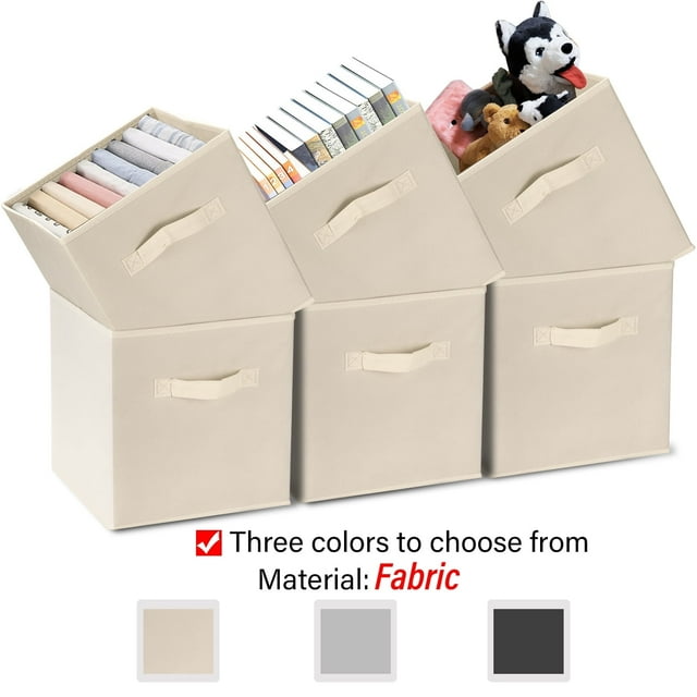 11 Inch Storage Cubes with Handle, Set of 6 Foldable Cube Storage Bins ...