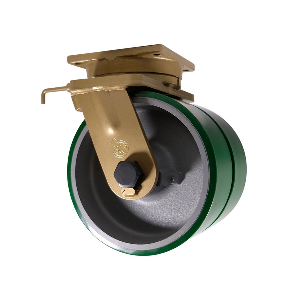12 Inch Super Heavy Duty Green Poly Dual Wheel Swivel Caster with ...