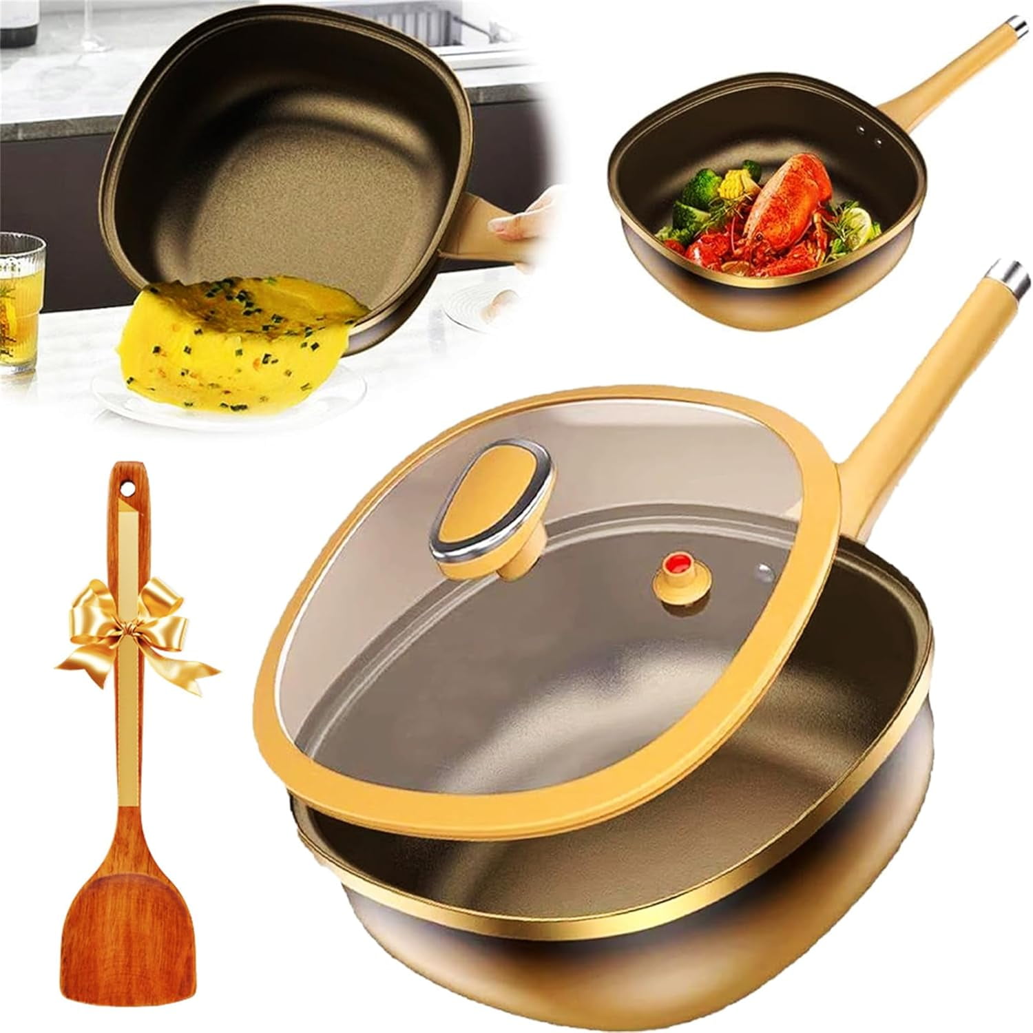 12 Inch Titanium Alloy Non Stick Pot with Lid with Steamer Saute Pan ...