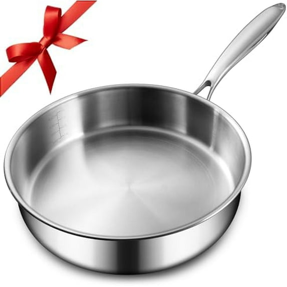 12 Inch Tri-Ply Stainless Steel Frying Pan, 5 Quart Deep Saute Pan ...