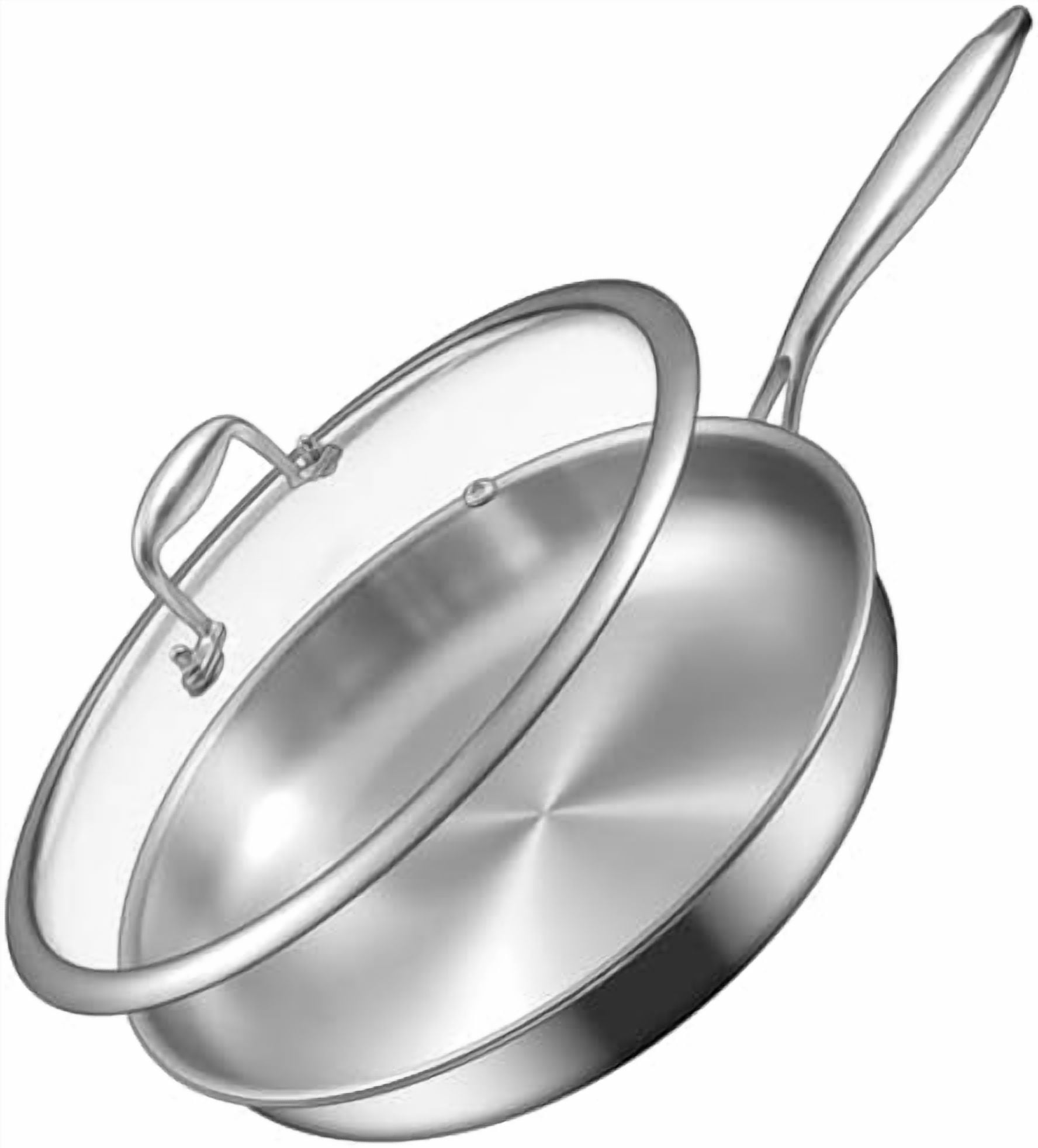 12 Inch Tri-Ply Stainless Steel Frying Pan, Compatible with All ...