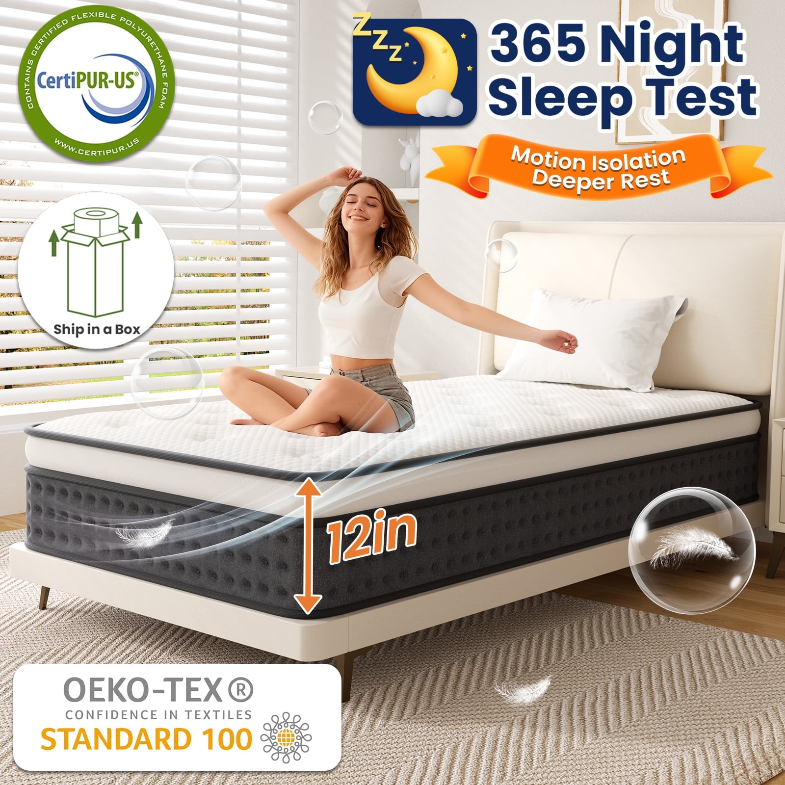 Twin Mattress, Gusoul 12 inch Medium Comfort Tight Top Memory Foam with ...