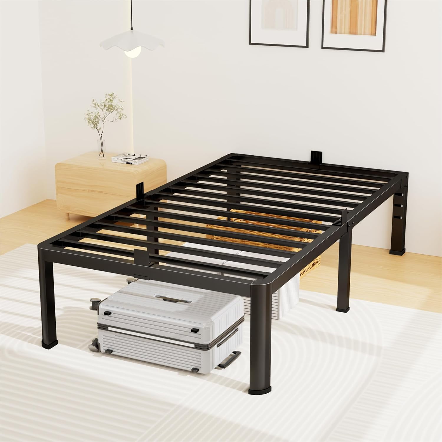 12 Inch Twin Size Platform Bed Frame with Under-Bed Storage Space ...