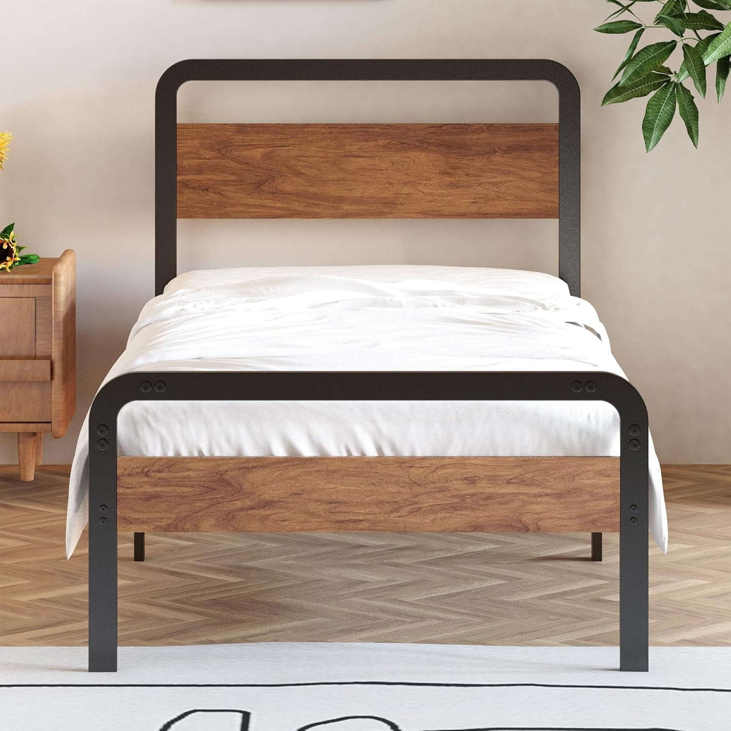 12 Inch Twin XL Bed Frames with Wooden Headboard and Footboard, No Box ...